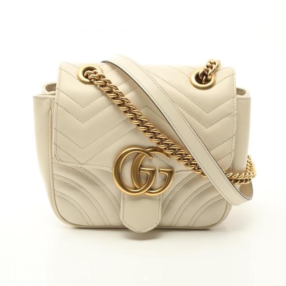 Gucci | Bags | Gucci Gg Marmont Quilted Mini Shoulder Bag Leather White ...